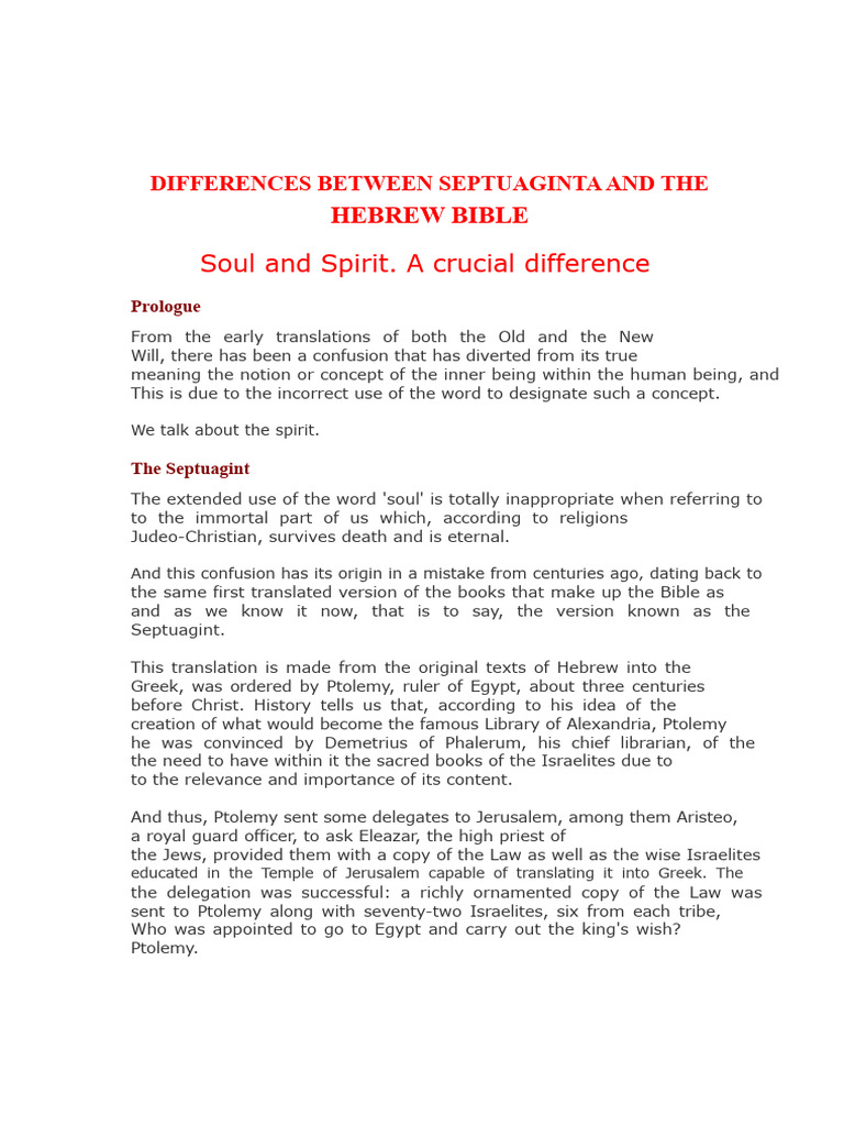 Septuagint vs Hebrew Bible Differences | PDF | Septuagint | Bible