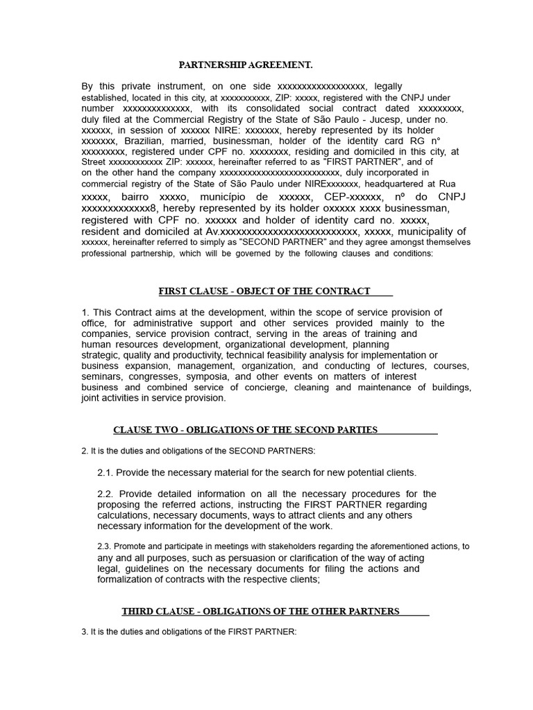 Partnership Contract Model | PDF | Justice | Crime & Violence