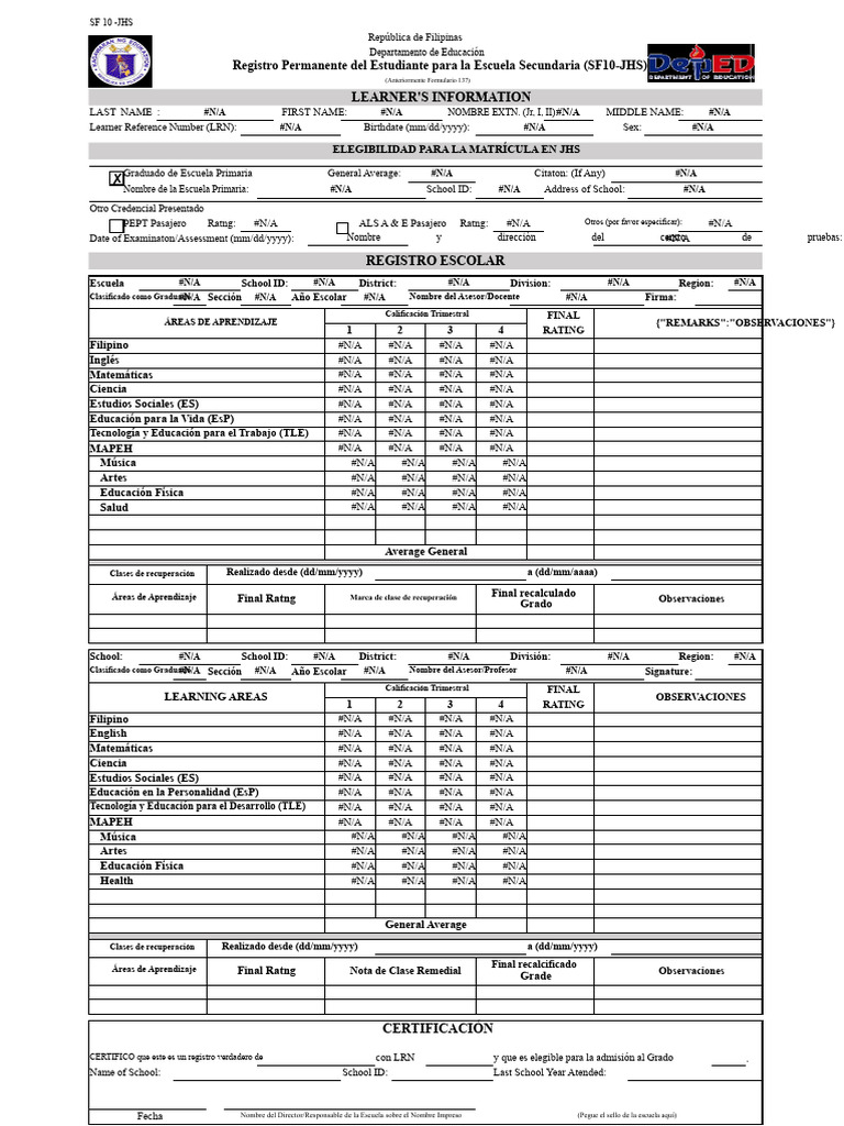 Sf 10 - Nueva Plantilla 3.0 | PDF | Inteligencia | Etapas educativas