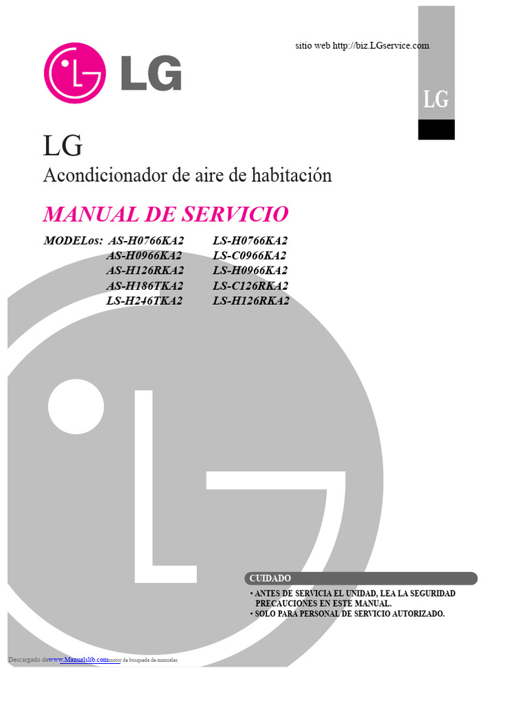 Manual de Servicio Acondicionadores LG | PDF | Enchufes y tomas de ...