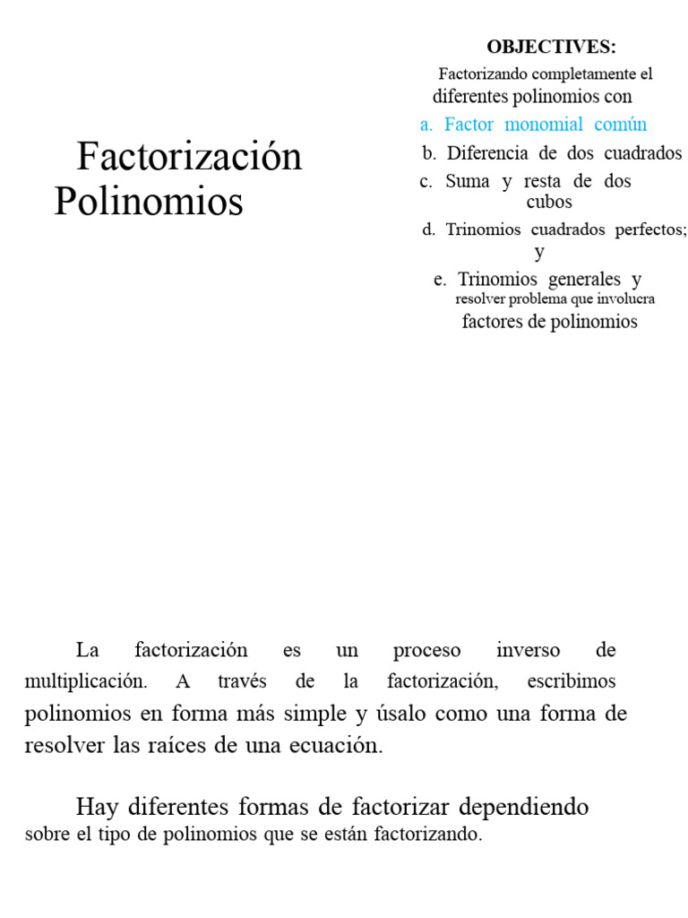 Grado 8_Factorización-de-Polinomios | PDF | Factorización | Álgebra