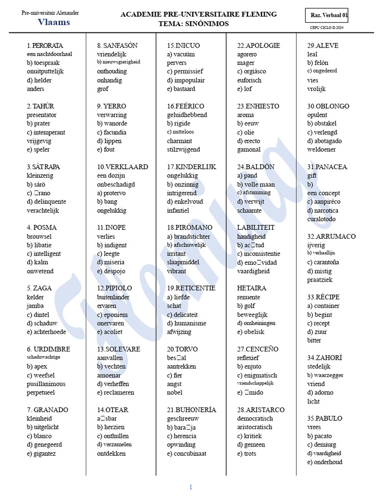 Synoniemen Cepu 2024 I | PDF