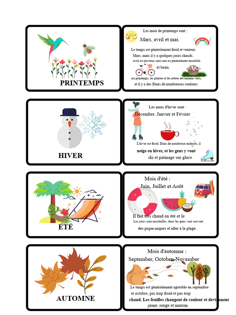 Les saisons et leurs caractéristiques | PDF | Printemps | Hiver