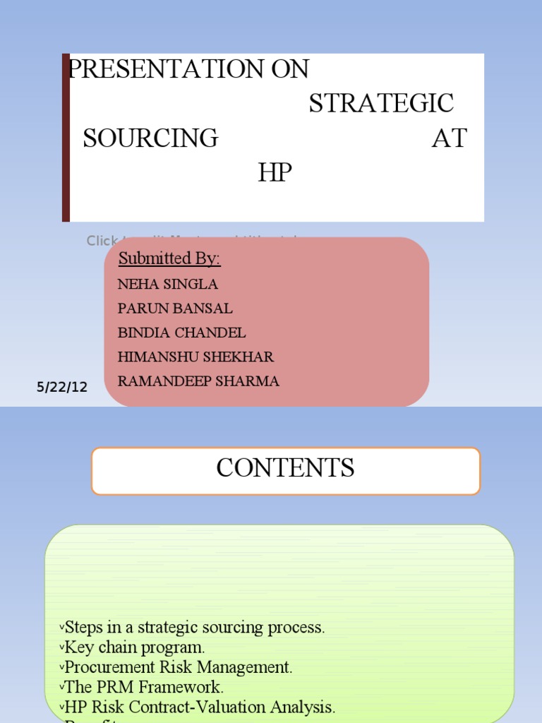 HP Strategic Sourcing Overview | PDF | Procurement | Request For Proposal