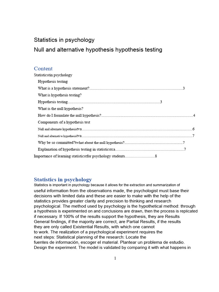 Null Hypothesis in Psychology Research | PDF | Hypothesis | Null Hypothesis
