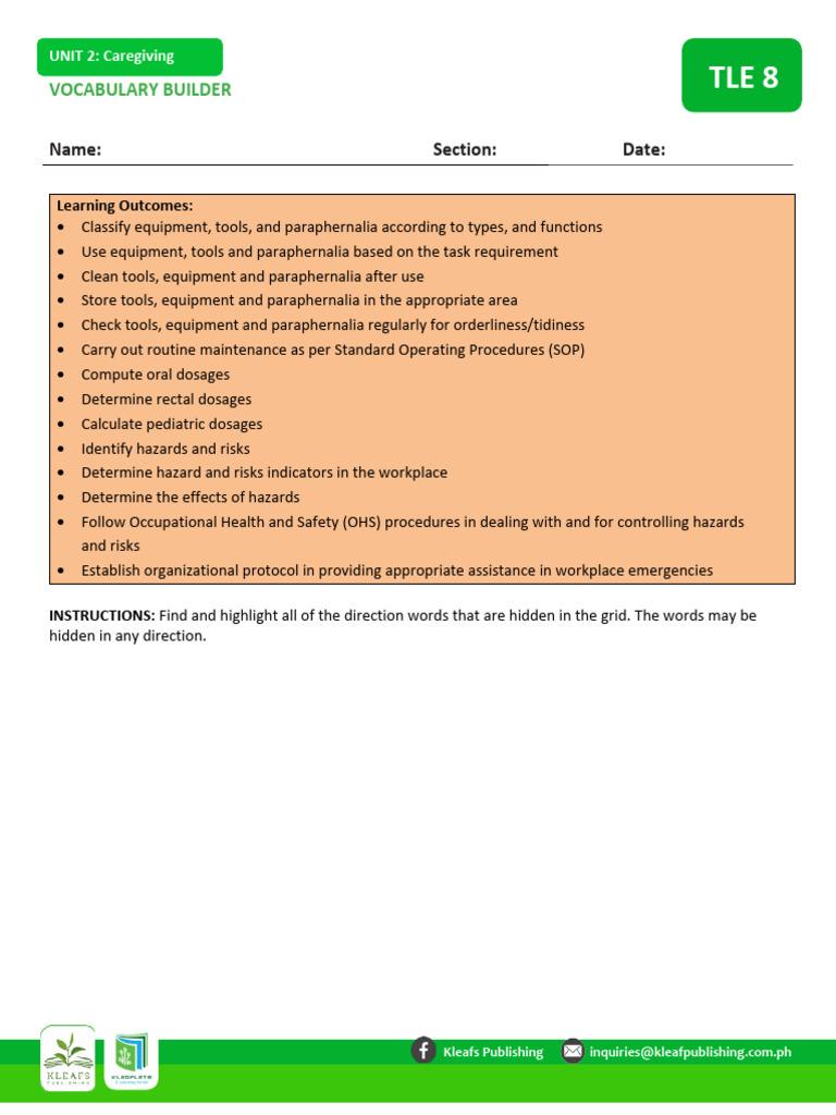 Caregiving Tools and Equipment Guide | PDF | Labor Relations | Workplace