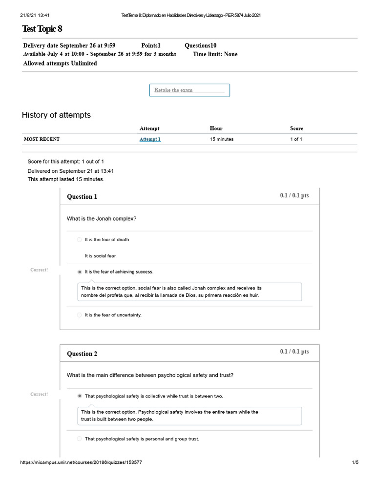 Test Topic 8 - Diploma in Management Skills and Leadership - PER 5874 ...