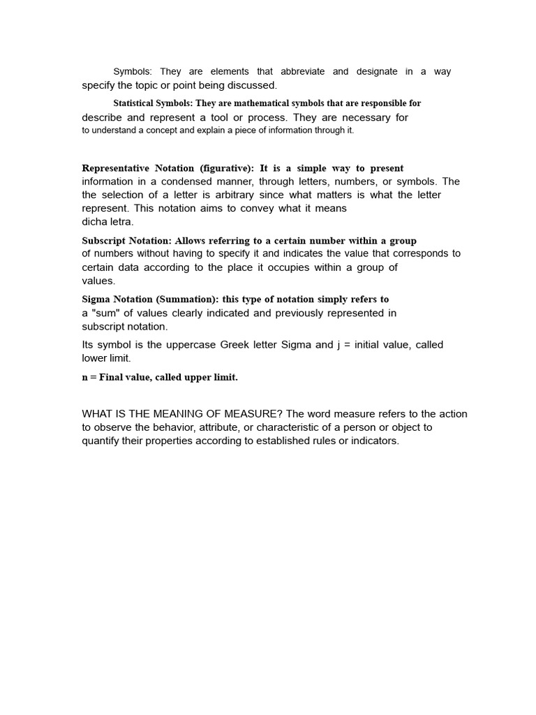 Statistical Symbols, Measures, and Scales | PDF