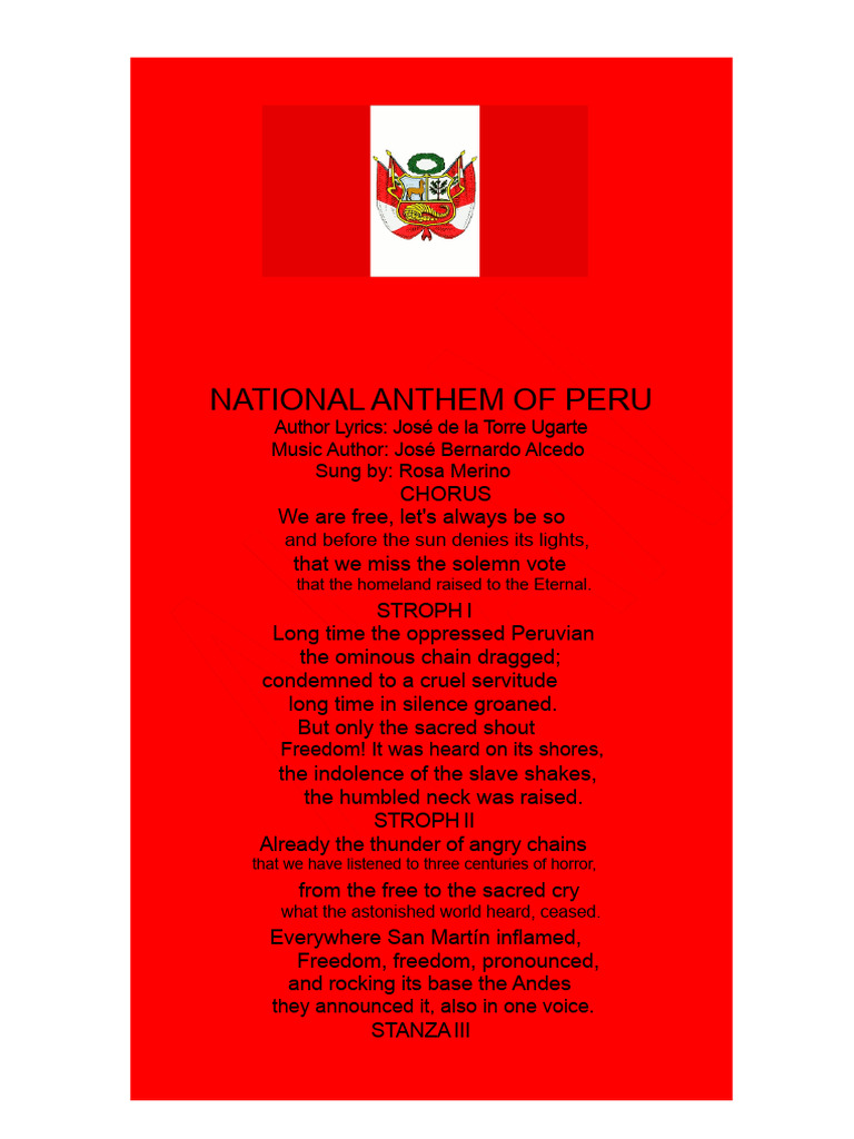 National Anthem of Peru Word | PDF | Patriotic Songs
