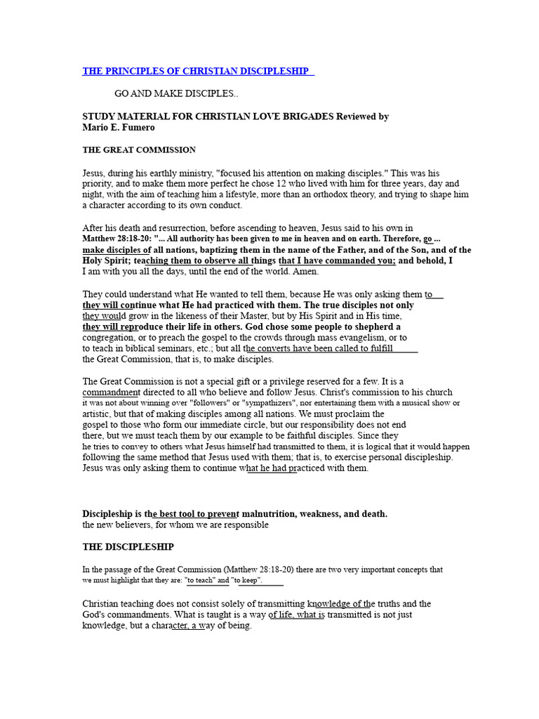Principles of Christian Discipleship Guide | PDF | Disciple ...