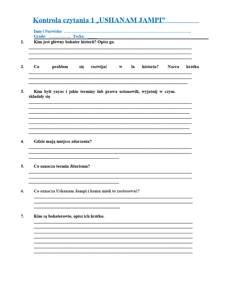 Kontrola Czytania Ushanam Jampi Trzy Jircas | PDF