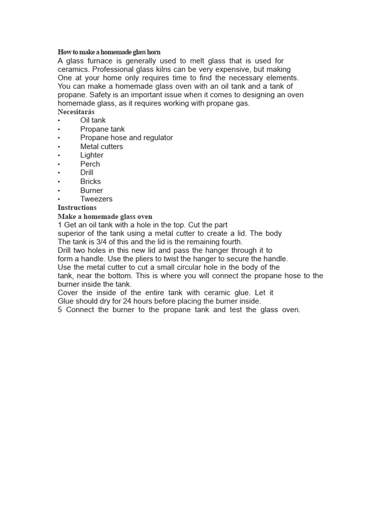 How To Make A Homemade Glass Furnace | PDF