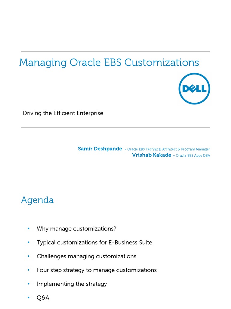 Managing Oracle Ebs Customizations Driving The Efficient Enterprise