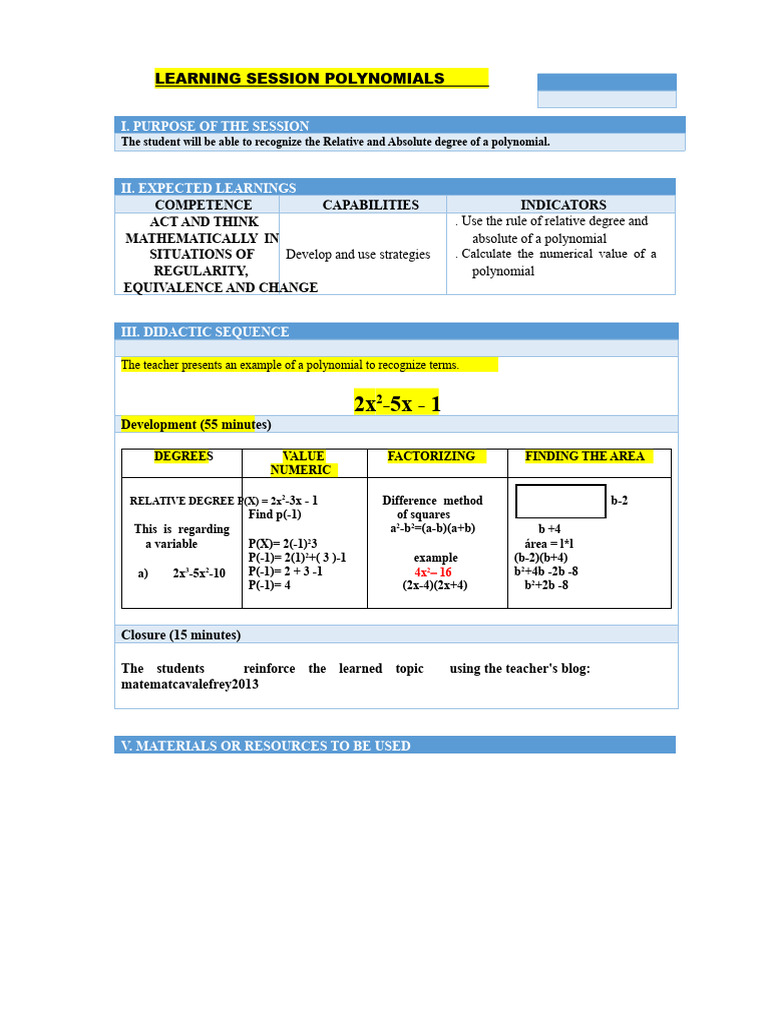 313086657 Polynomial Session SESSION | PDF | Polynomial | Applied Mathematics