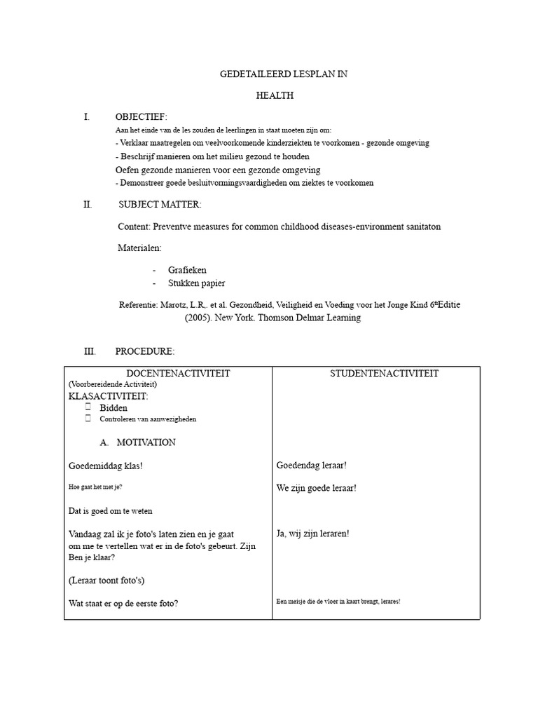 Gedetaileerd Lesplan | PDF