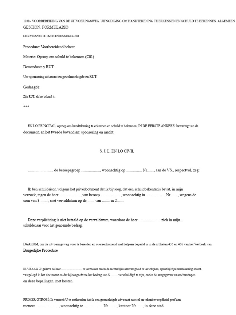 Voorbereiding Van de Executieve Weg. Oproep Om Handtekening Te Erkennen ...