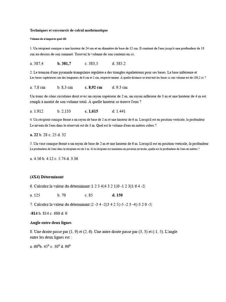 Techniques de calcul mathématique avancées | PDF | Le volume | Zone
