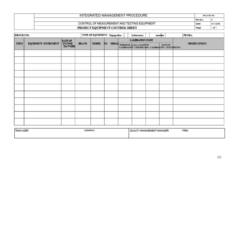 Control of Measurement Equipment | PDF