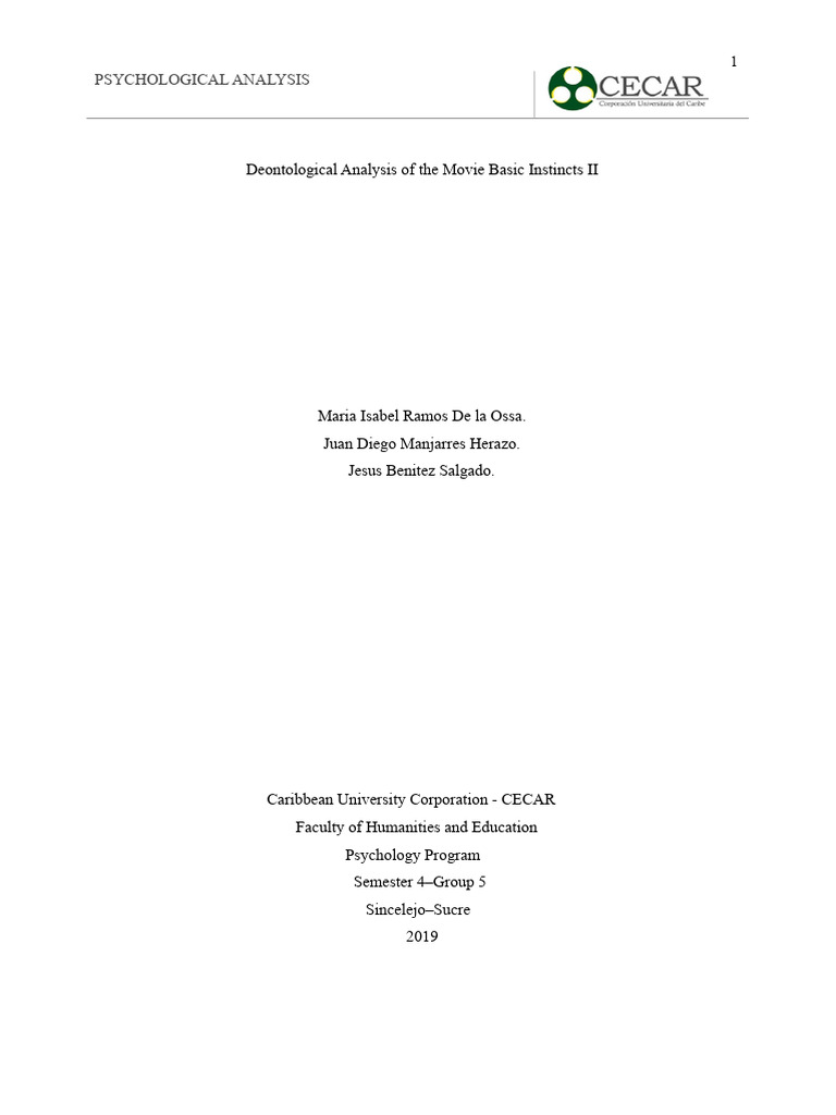 Analysis - Basic Instincts II | PDF | Psychiatry | Psychology