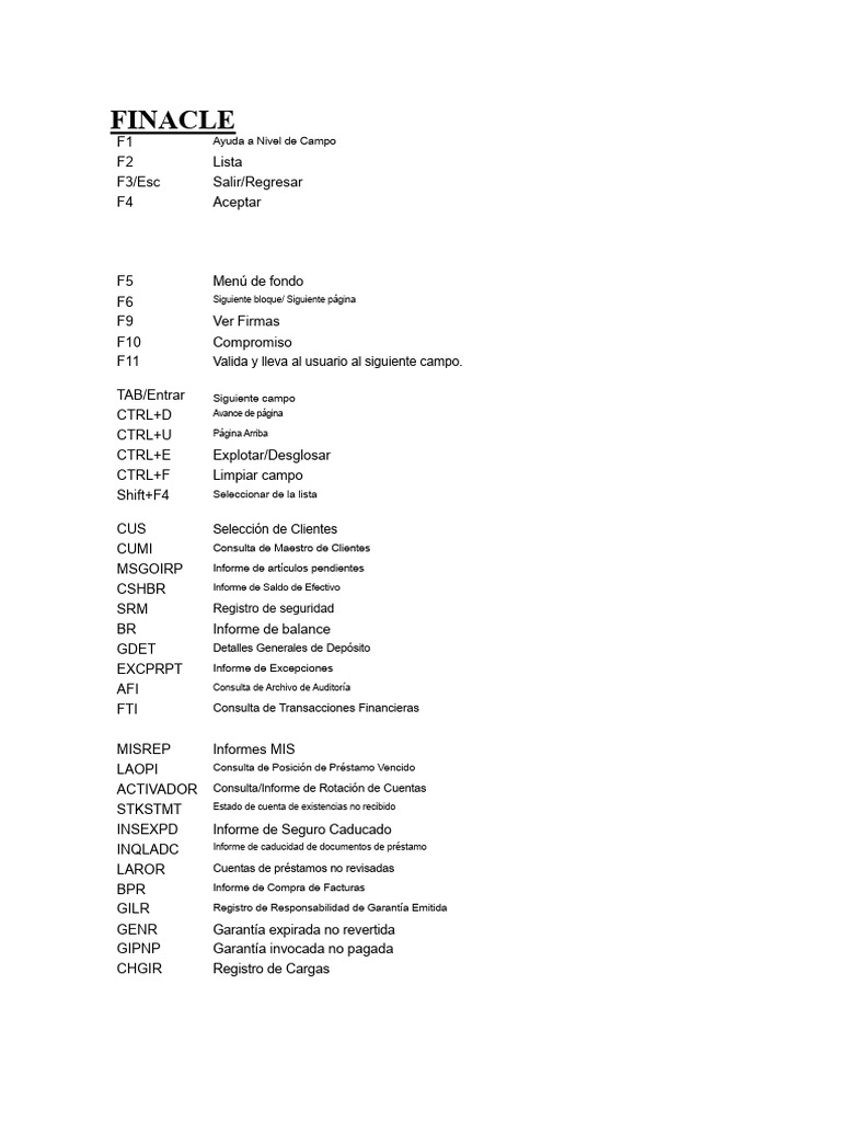 Finacle - Comando | PDF | Transferencia bancaria | Servicios financieros