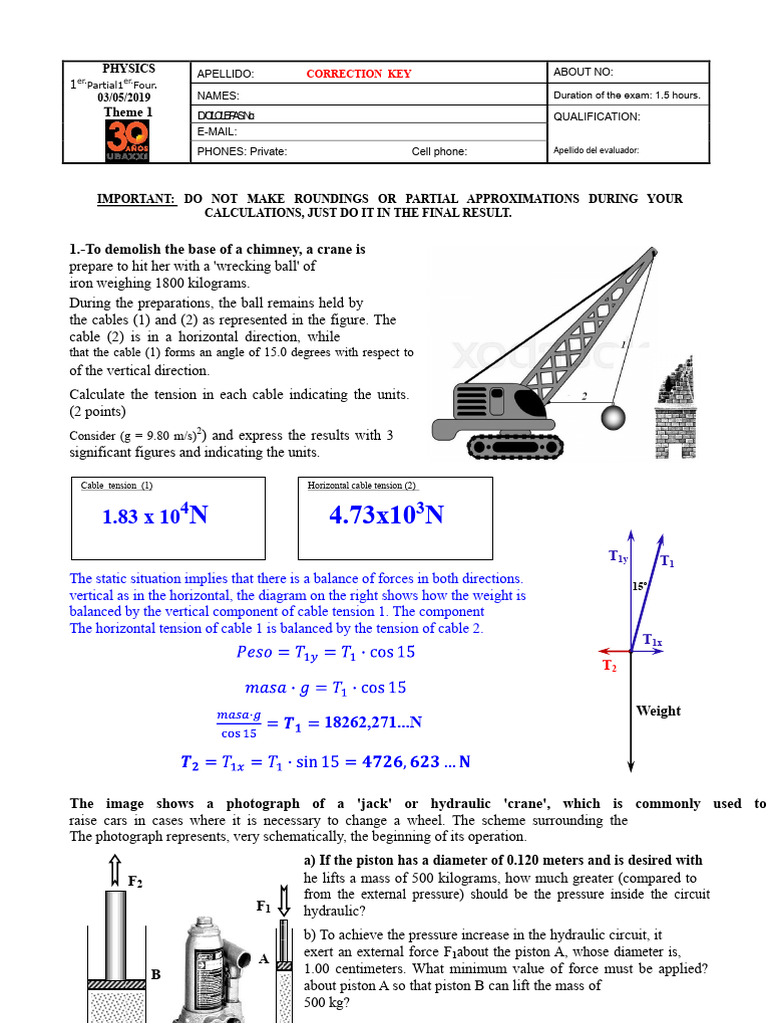 Correction Keys Physics Exam Uba XX1 | PDF | Force | Mechanics