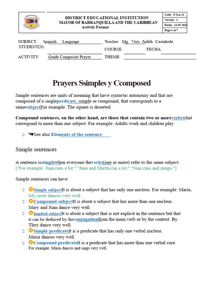 The Compound-Coordinated Sentence | PDF | Subject (Grammar) | Linguistics