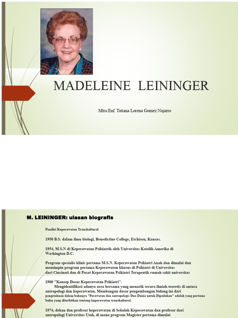 Biografi Madeleine Leininger dan Keperawatan Transkultural | PDF
