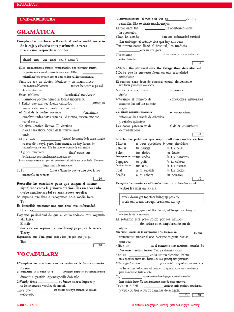 Resultados Unidad 10 Prueba PDF de TB Avanzada | PDF | Medicina | Enfermedades y trastornos