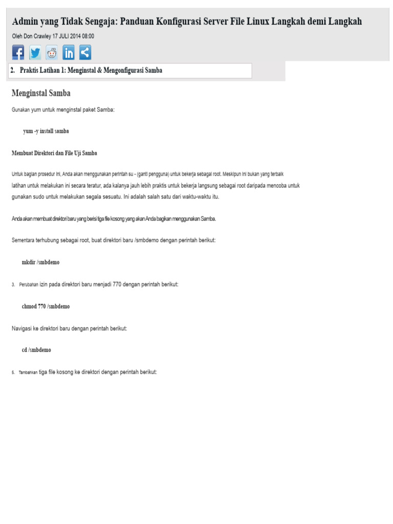 Panduan Konfigurasi Samba di Linux | PDF