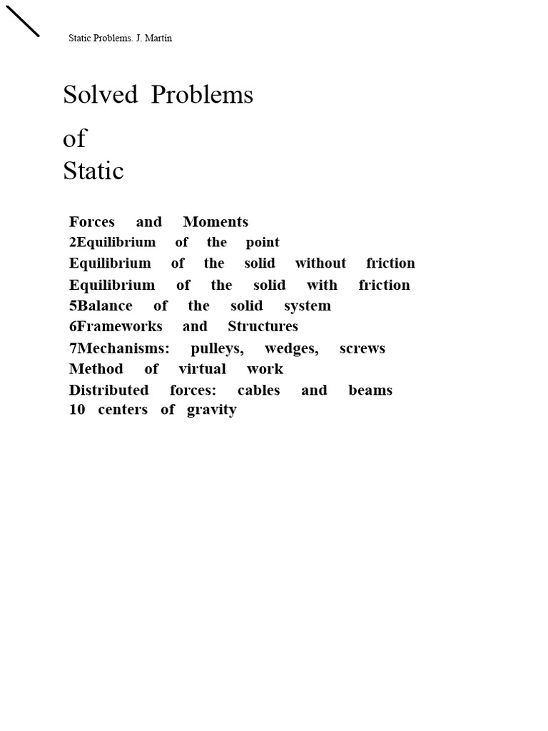 Statics - Solved Exercises 2 | PDF | Force | Friction