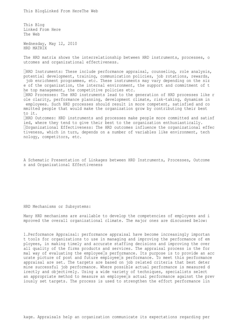 HRD Matrix | PDF | Performance Appraisal | Organization Development