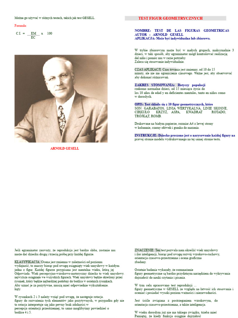 Test Gesell: Figury Geometriczne | PDF