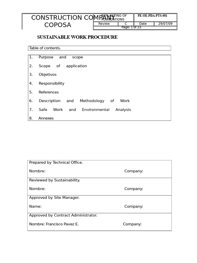 Foundation Replanting Procedure Guide | PDF | Waste | Occupational ...