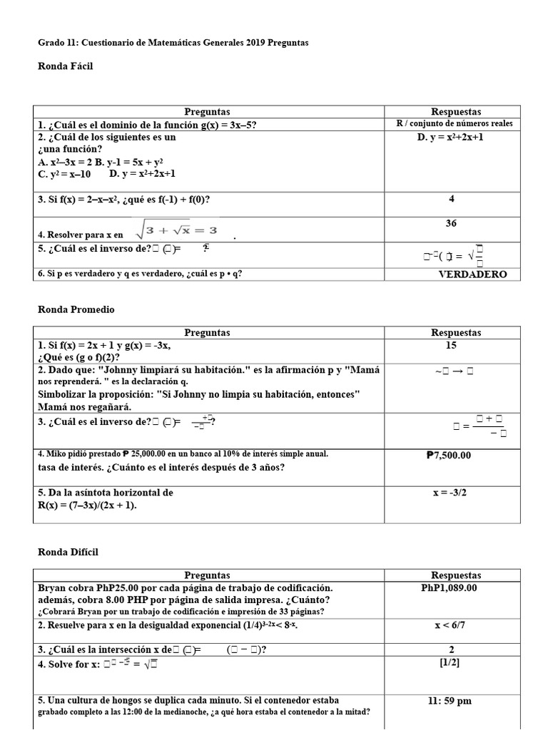Preguntas de GenMath (MNHS) | PDF | Conceptos matemáticos | Objetos ...