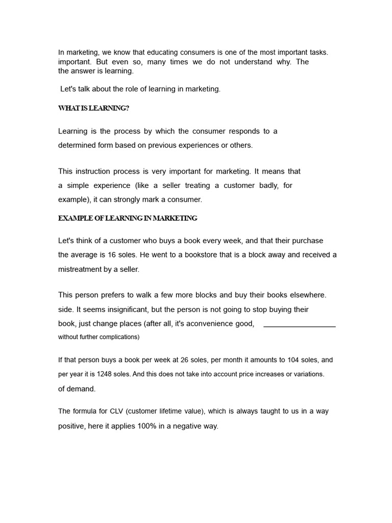 2 EXAMPLES OF THE CONSUMER LEARNING PROCESS | PDF | Marketing | Learning