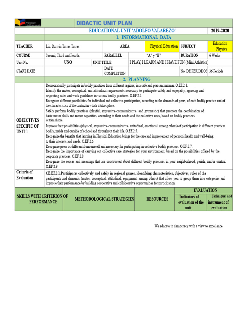 Elemental Pud 1 Ef | PDF | Physical Education | Learning