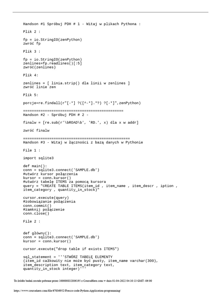 Aplikacja Programistyczna Fresco Code W Pythonie | PDF
