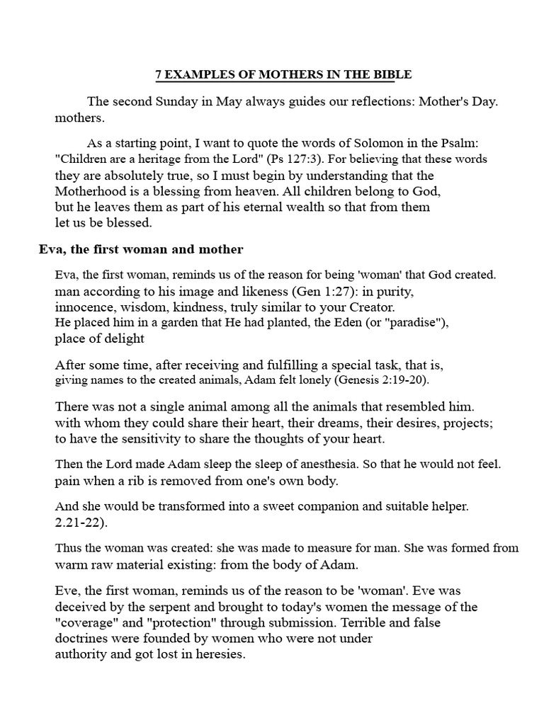 7 Examples of Mothers in The Bible | PDF | Jesus | Mary, Mother Of Jesus