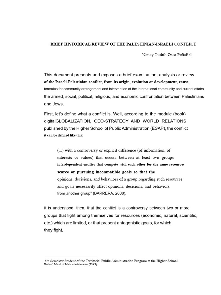 Brief Historical Overview of The Palestinian-Israeli Conflict | PDF ...