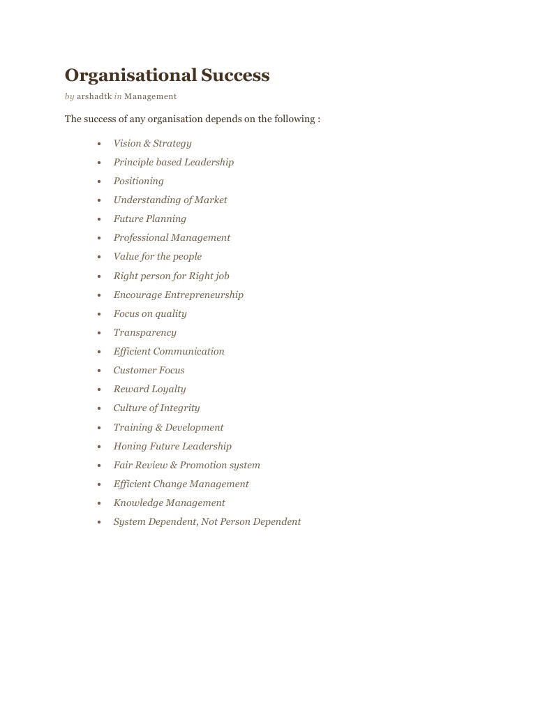 Keys to Organisational Success | PDF | Business
