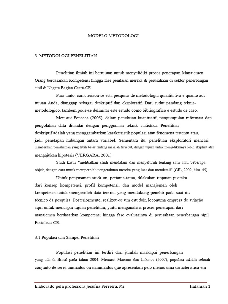 Model Metodologi + Struktur Bab - Mata Kuliah Metodologi Ilmiah | PDF