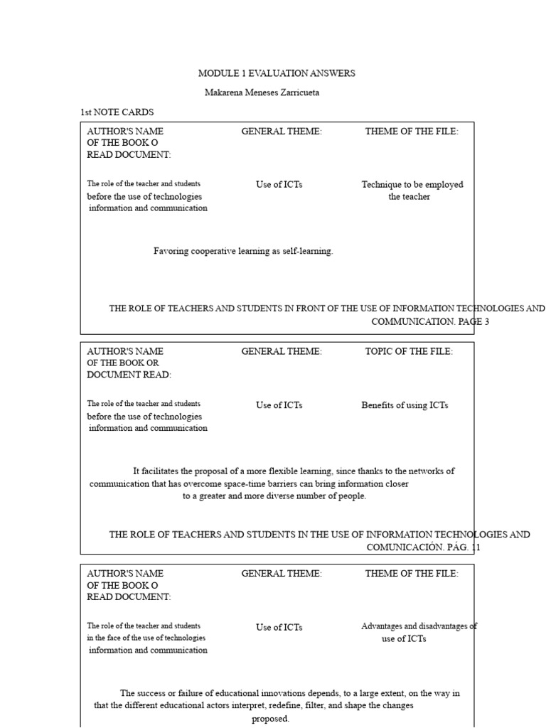 Evaluation Answers Module 1 | PDF | Learning | Educational Technology