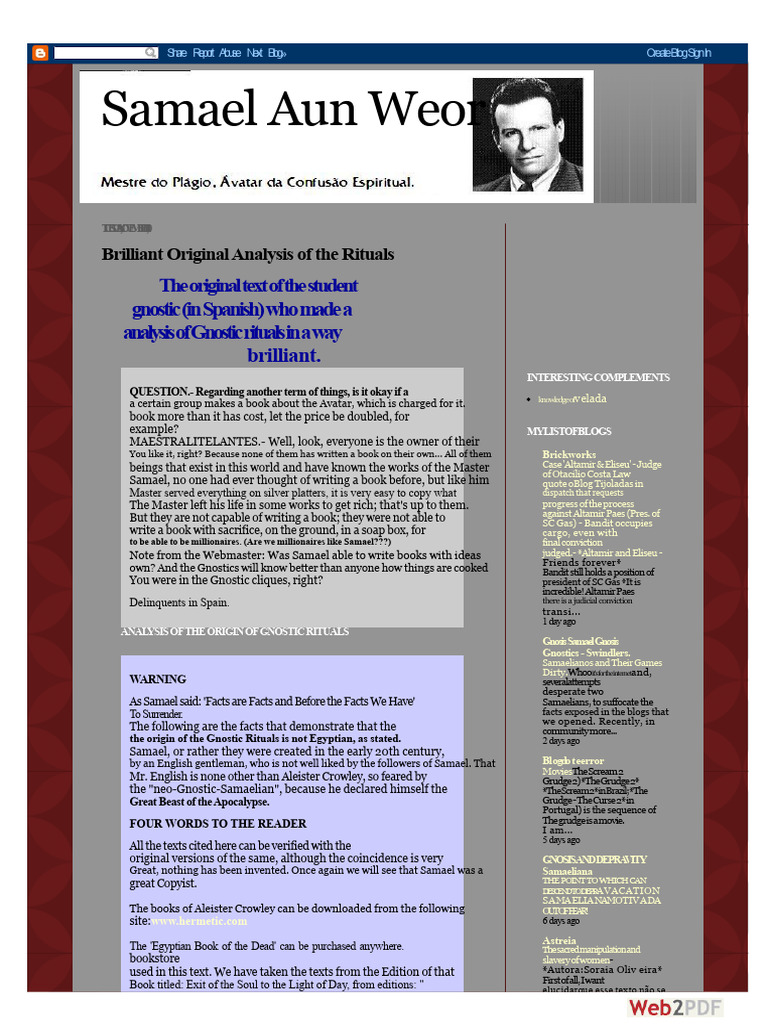 Gnosis - The Analysis of Samaelian Rituals | PDF