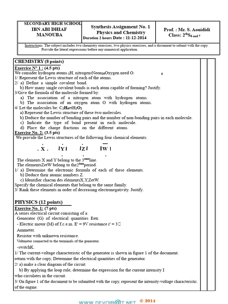 Physics and Chemistry Synthesis Assignment | PDF | Molecules | Chemical ...