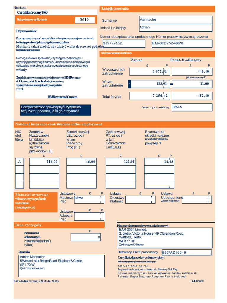 429065550-P60-Certyfikat Na Koniec Roku-10-05-19-16-14-16-5273 | PDF