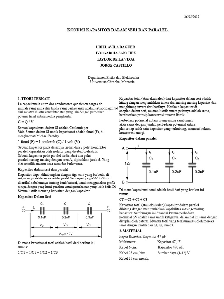 Kapasitor dalam Seri dan Paralel | PDF