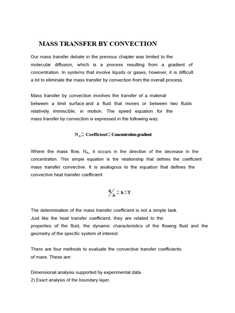 Mass Transfer via Convection Methods | PDF | Convection | Mass Transfer