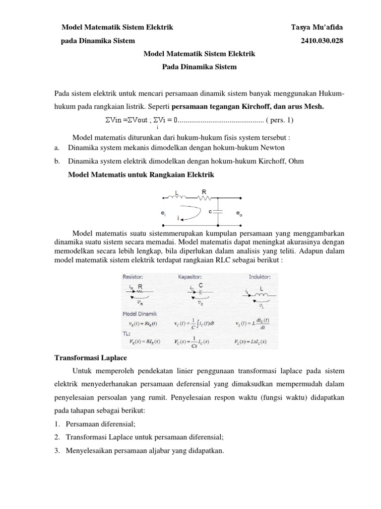 Model Matematik Sistem Elektrik | PDF