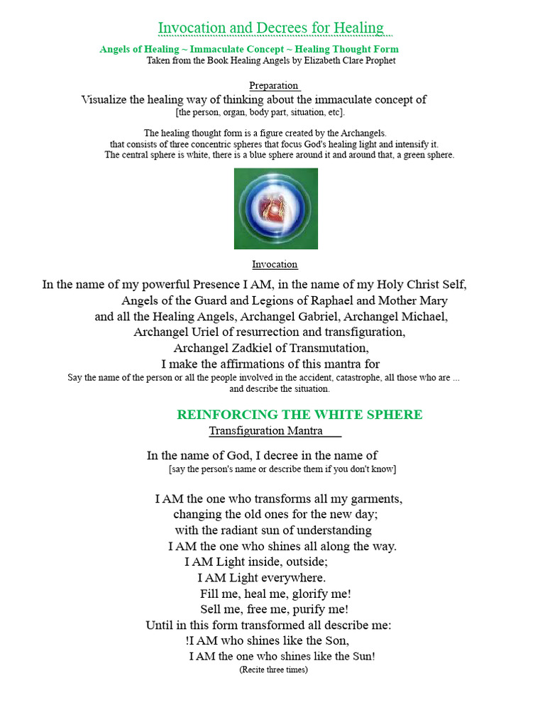 Invocation and Decrees For Healing - Healing Angels | PDF | Angel ...