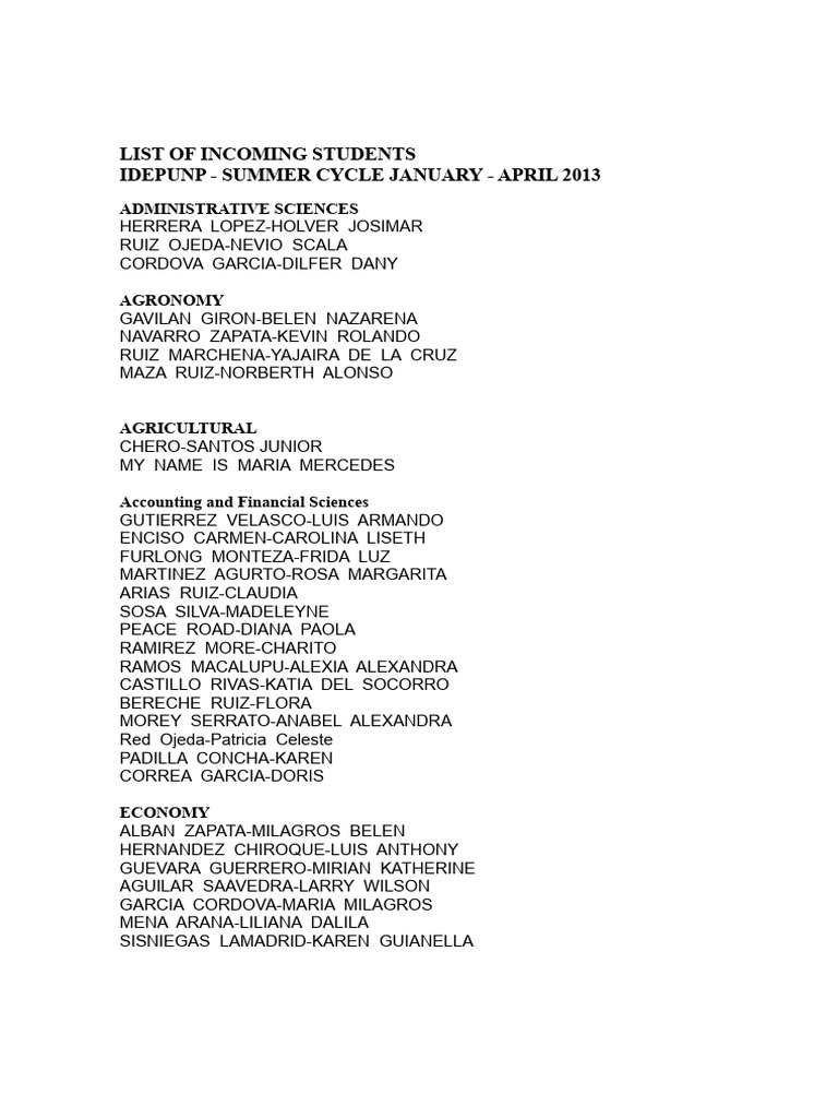 List of entrants to UNP 2013 (Idepunp Mode) | PDF